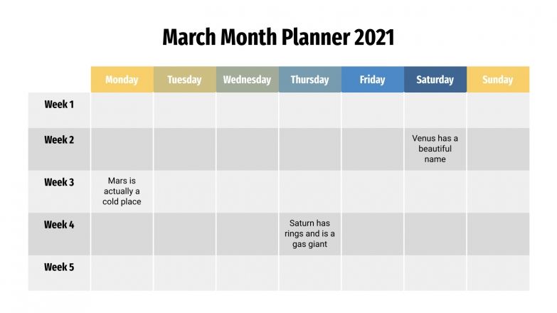 March Month Planner 2021 | Google Slides & PPT theme
