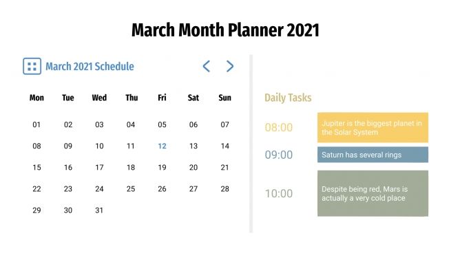March Month Planner 2021 | Google Slides & PPT theme