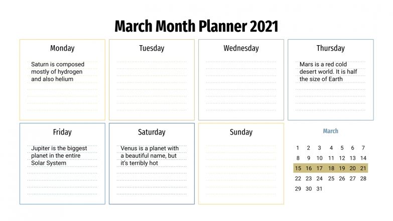 March Month Planner 2021 | Google Slides & PPT theme