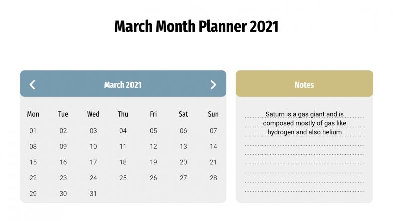 March Month Planner 2021 | Google Slides & PPT theme