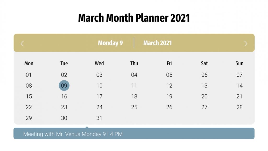 March Month Planner 2021 | Google Slides & PPT theme