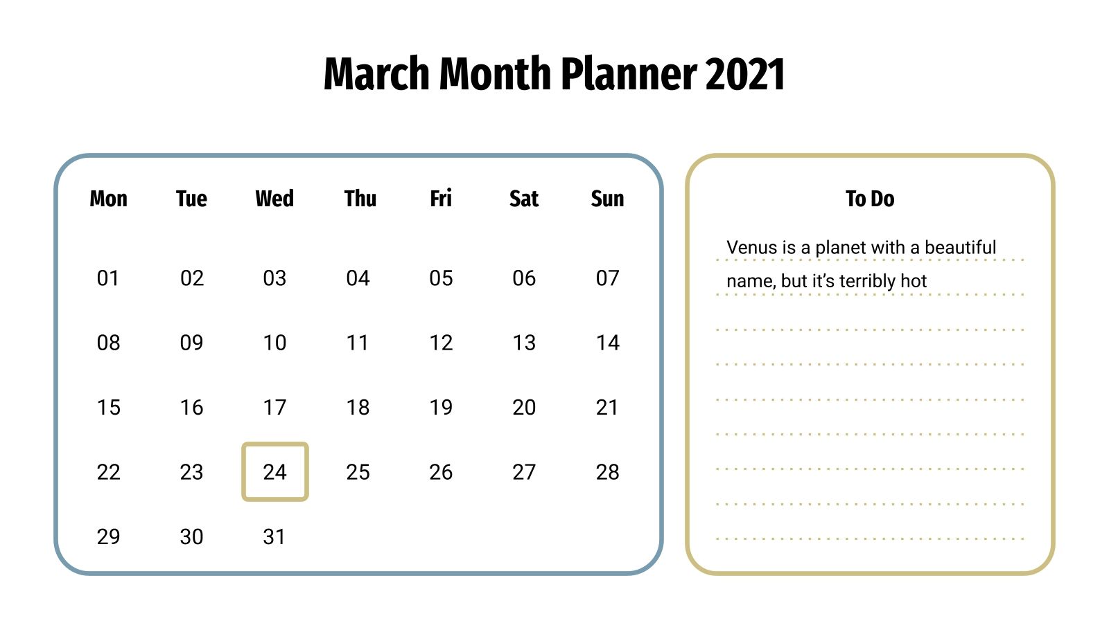 March Month Planner 2021 | Google Slides & PPT theme