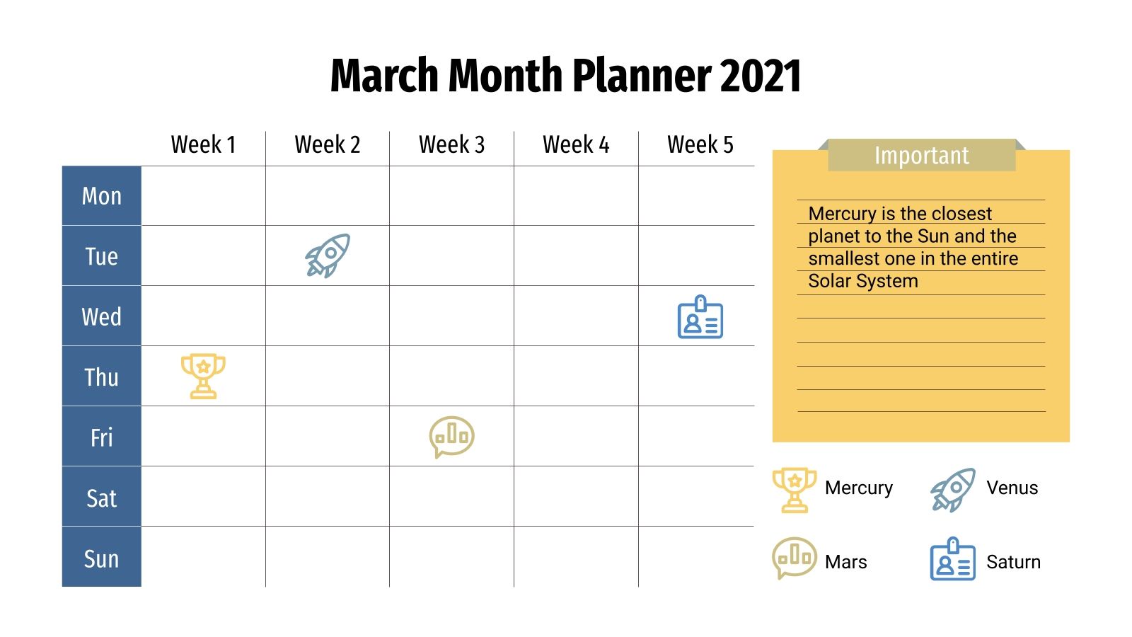 March Month Planner 2021 | Google Slides & PPT theme