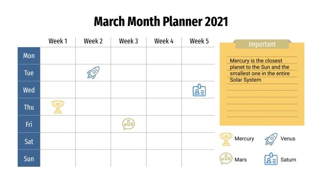 March Month Planner 2021 | Google Slides & PPT theme