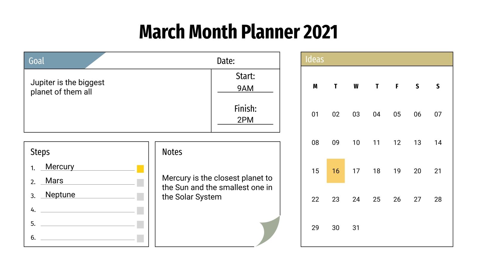 March Month Planner 2021 | Google Slides & PPT theme