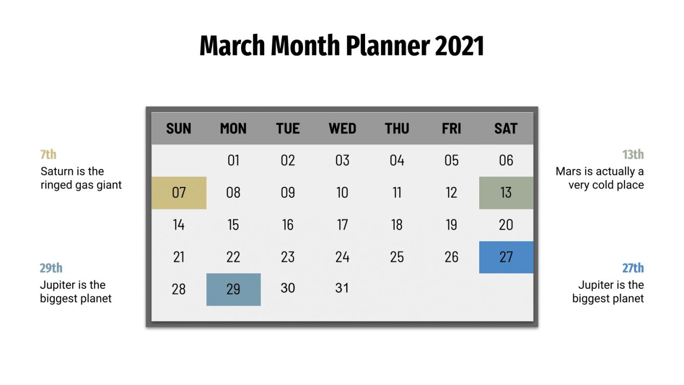 March Month Planner 2021 | Google Slides & PPT theme