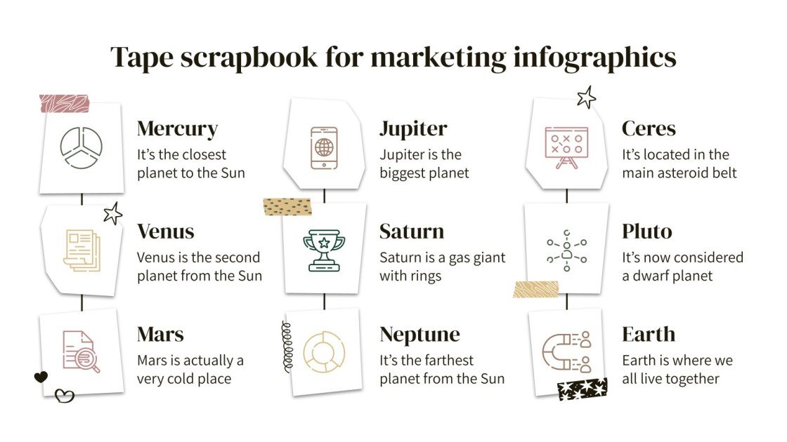 Tape Scrapbook for Marketing Infographics | Google Slides & PPT