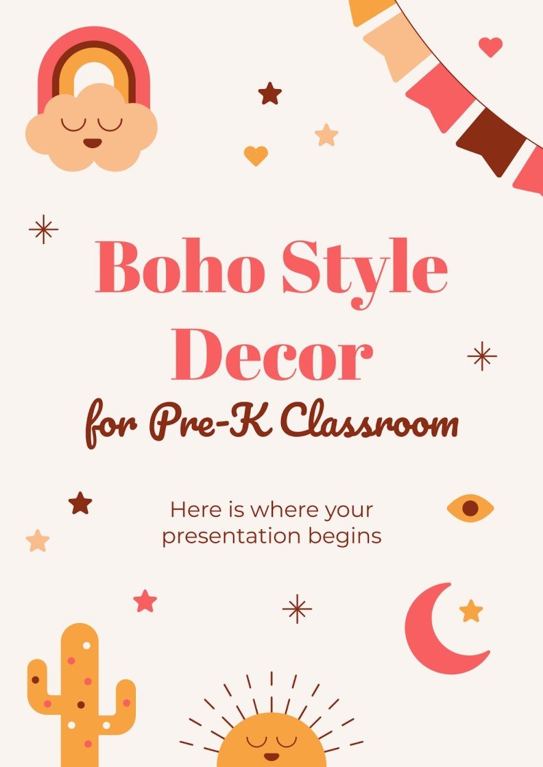 Boho Style Decor for Pre-K Classroom | Google Slides & PPT