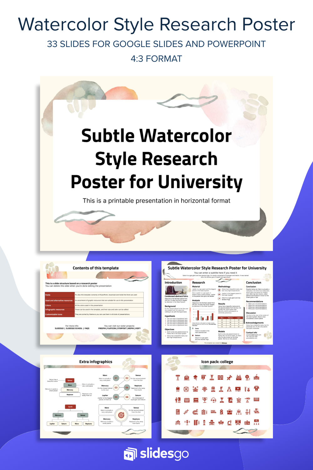 Subtle Watercolor Style Research Poster for University