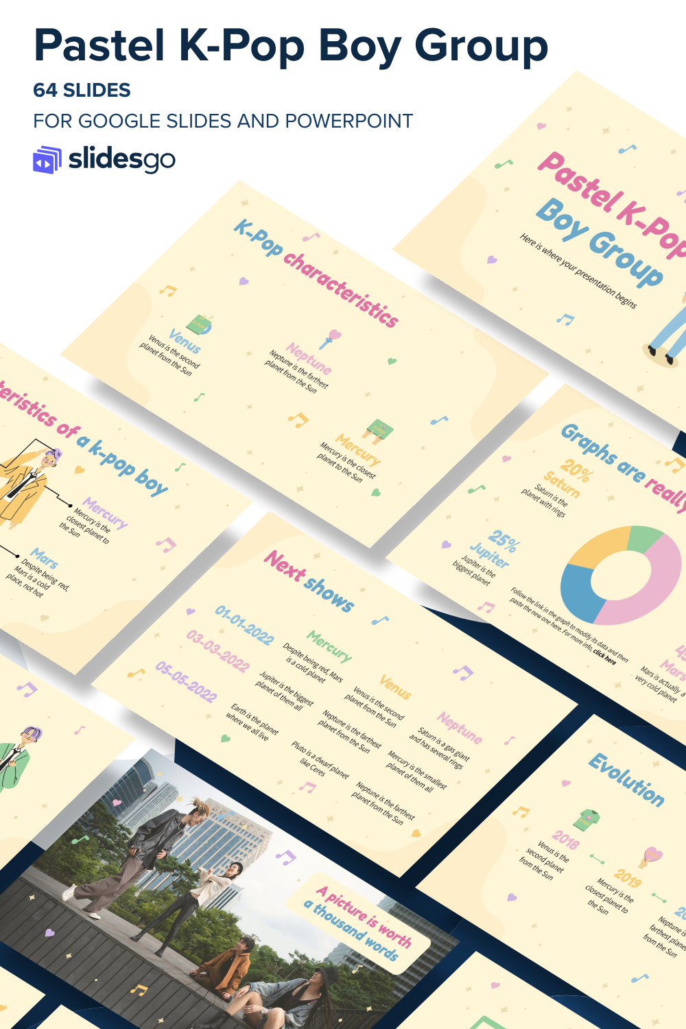 Pastel K-Pop Boy Group | Google Slides & PowerPoint Template