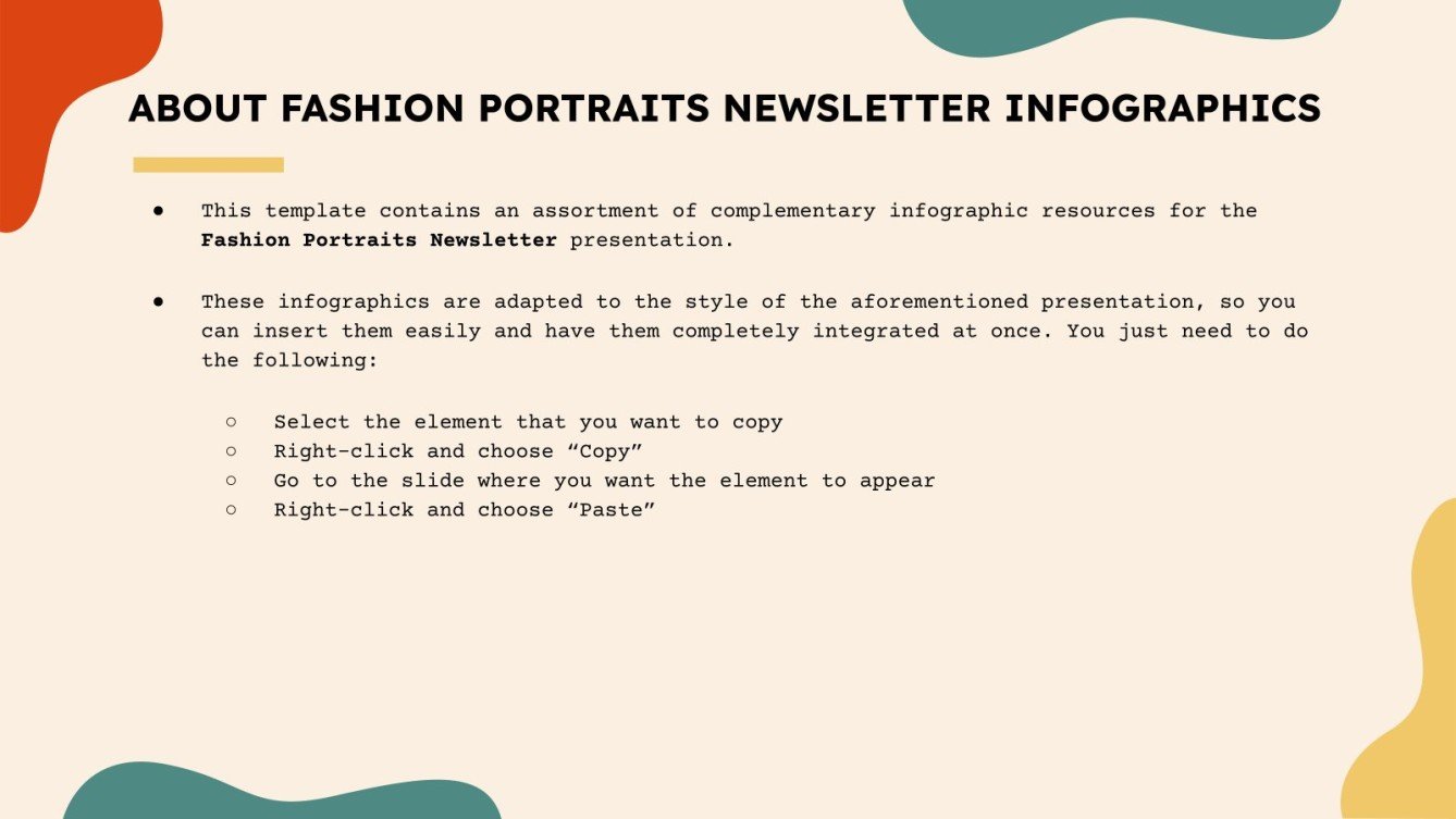 Fashion Portraits Newsletter Infographics | Google Slides