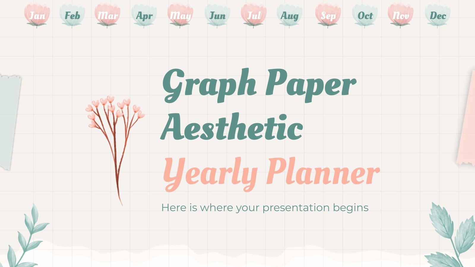 Graph Paper Aesthetic Yearly Planner | Google Slides & PPT
