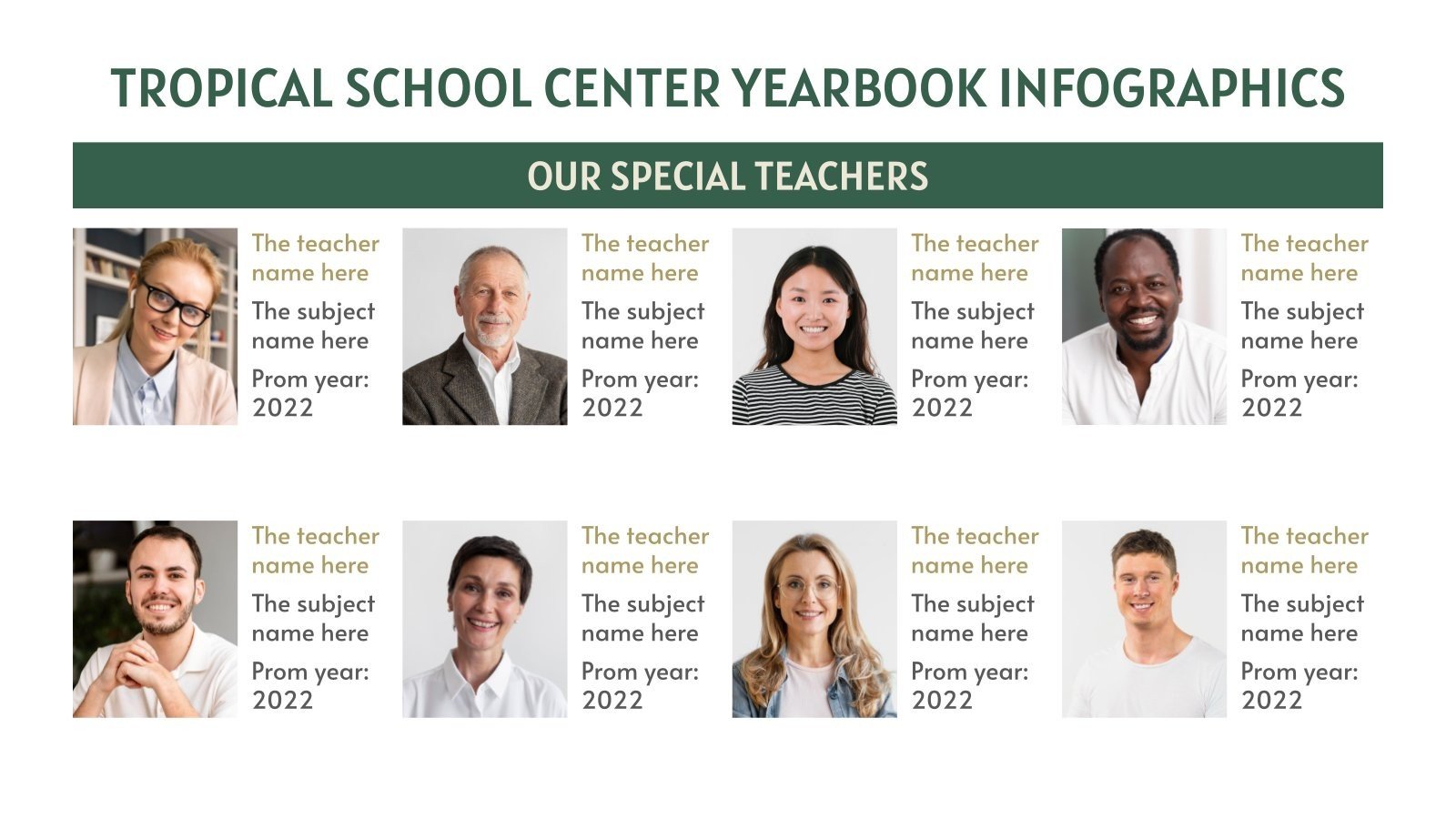 Tropical School Center Yearbook Infographics | Google Slides
