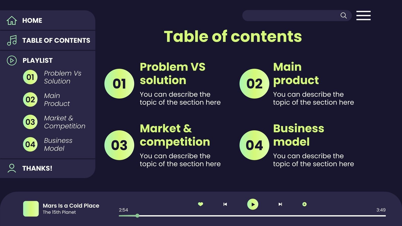 Music App Interface Pitch Deck | Google Slides & PowerPoint