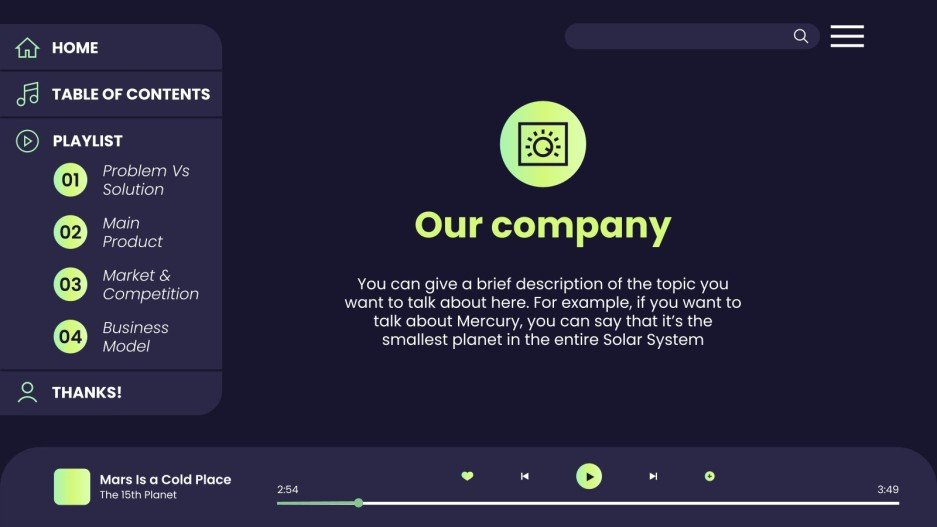 Music App Interface Pitch Deck | Google Slides & PowerPoint