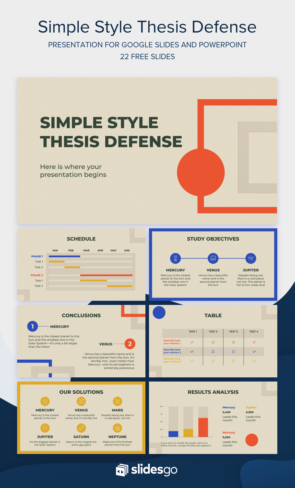 Simple Style Thesis Defense | Google Slides & PPT theme