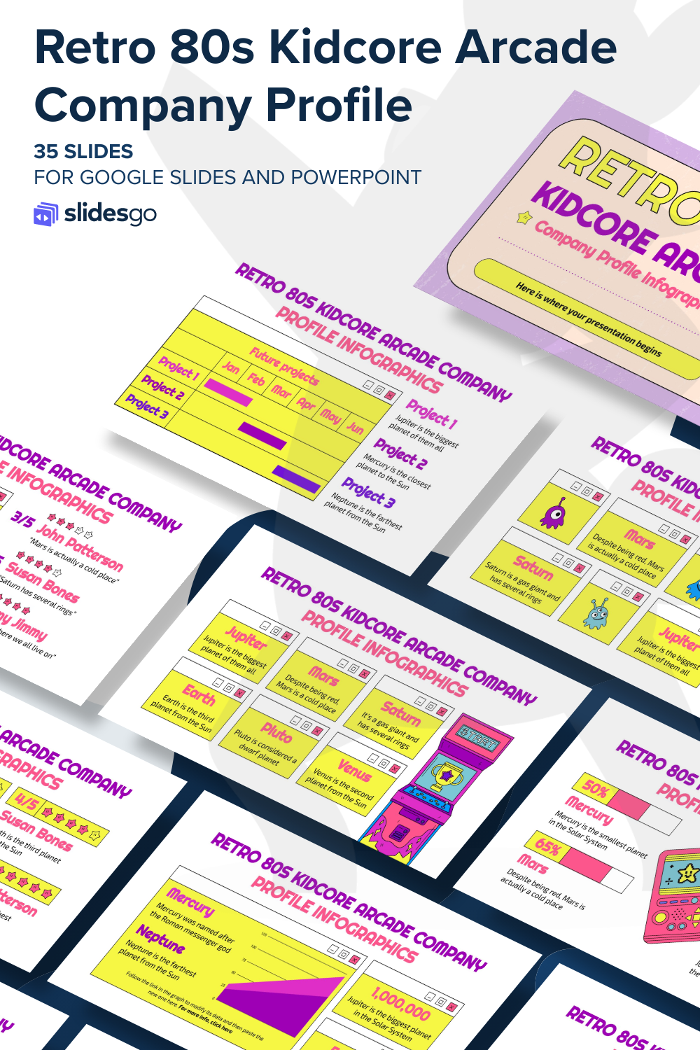 Retro 80s Kidcore Arcade Company Profile Infographics