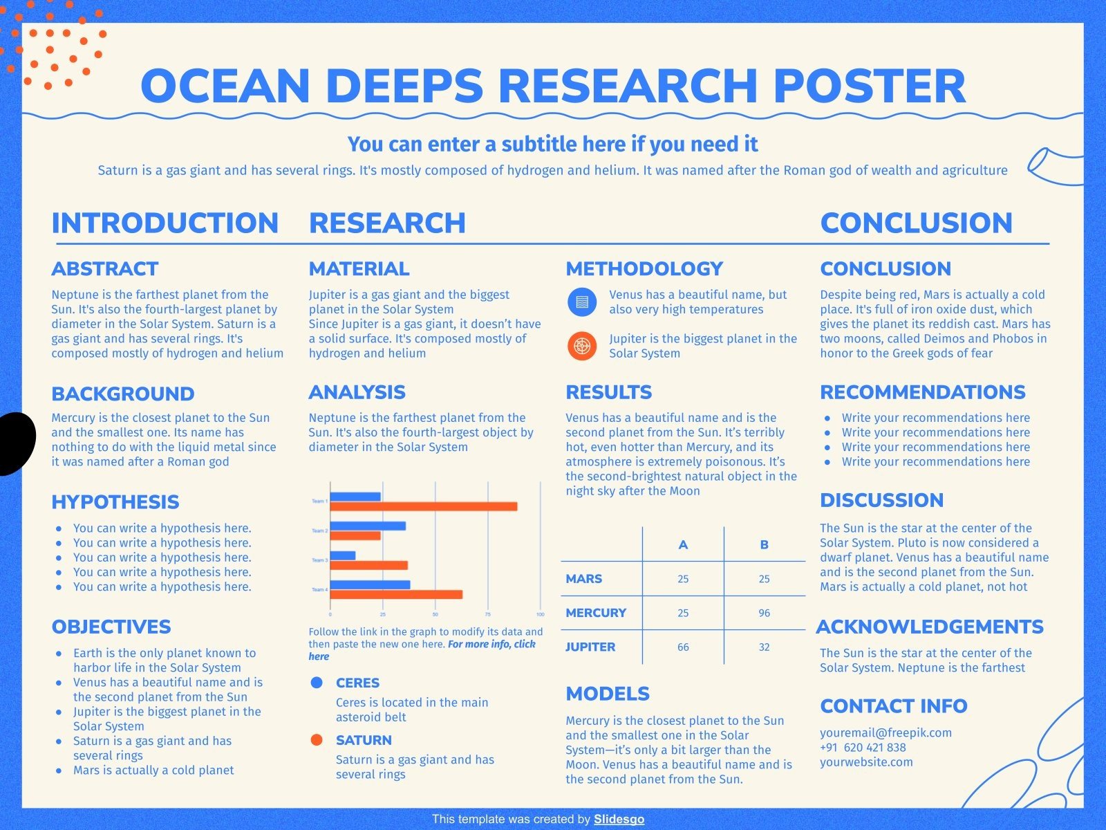 Ocean Deeps Research Poster | Google Slides & PowerPoint