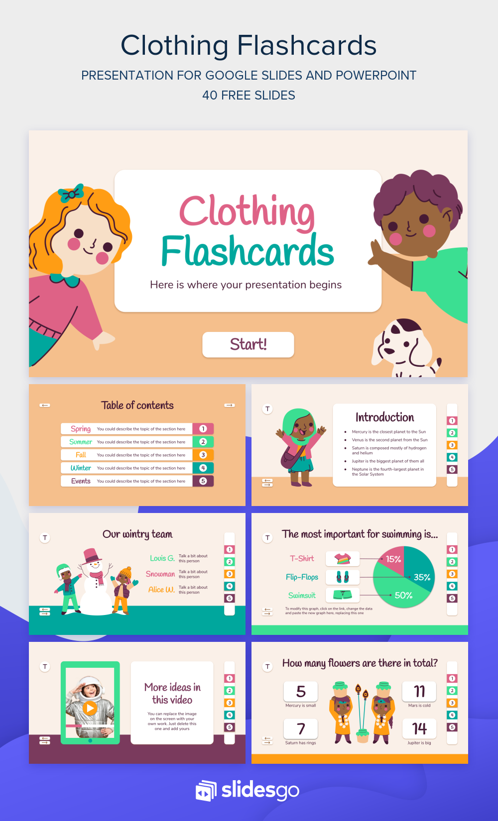 Clothing Flashcards Google Slides theme & PowerPoint template