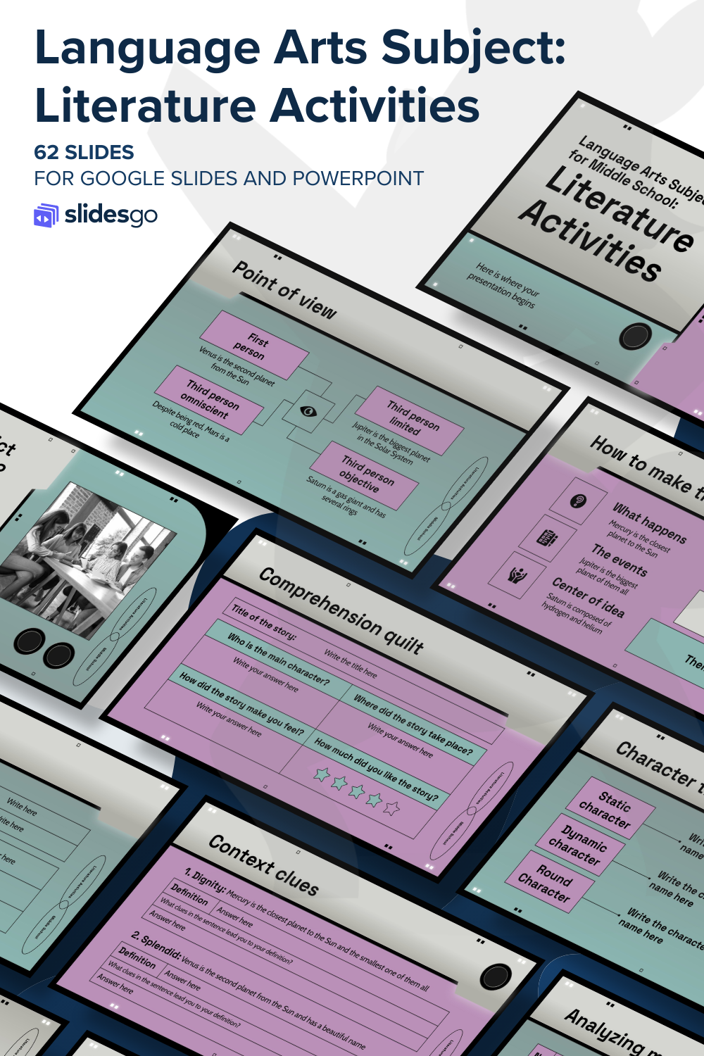 Language Arts Subject for Middle School: Literature Activities