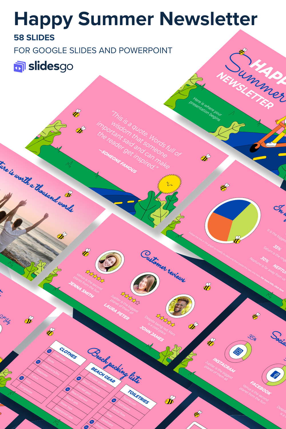 Happy Summer Newsletter | Google Slides and PowerPoint