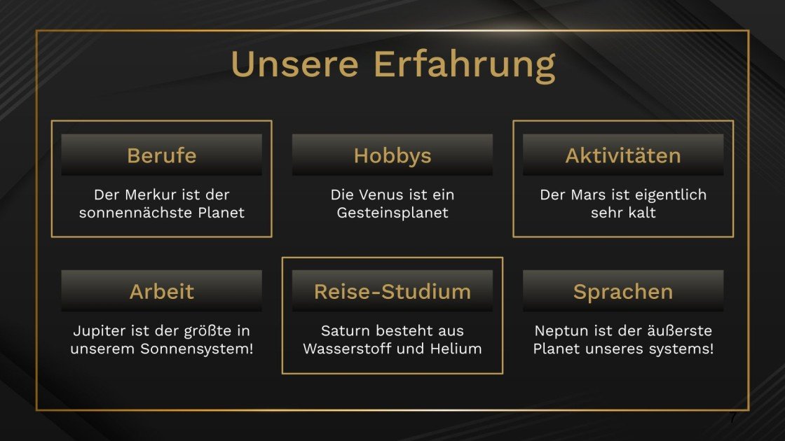 Elegant & Dark Geometric Background Portfolio | Google Slides