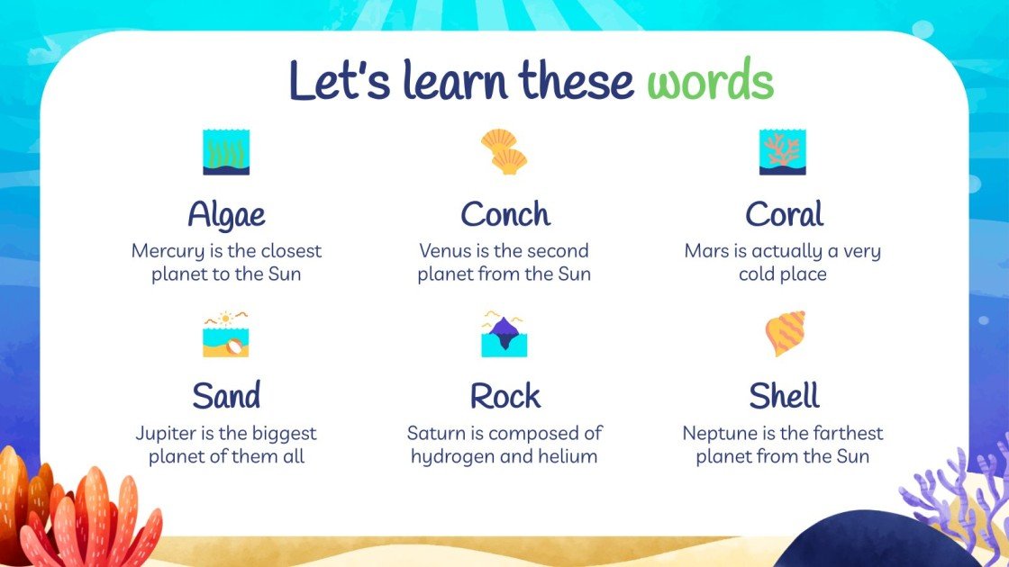 Under the Sea Vocabulary for Pre-K | Google Slides and PPT
