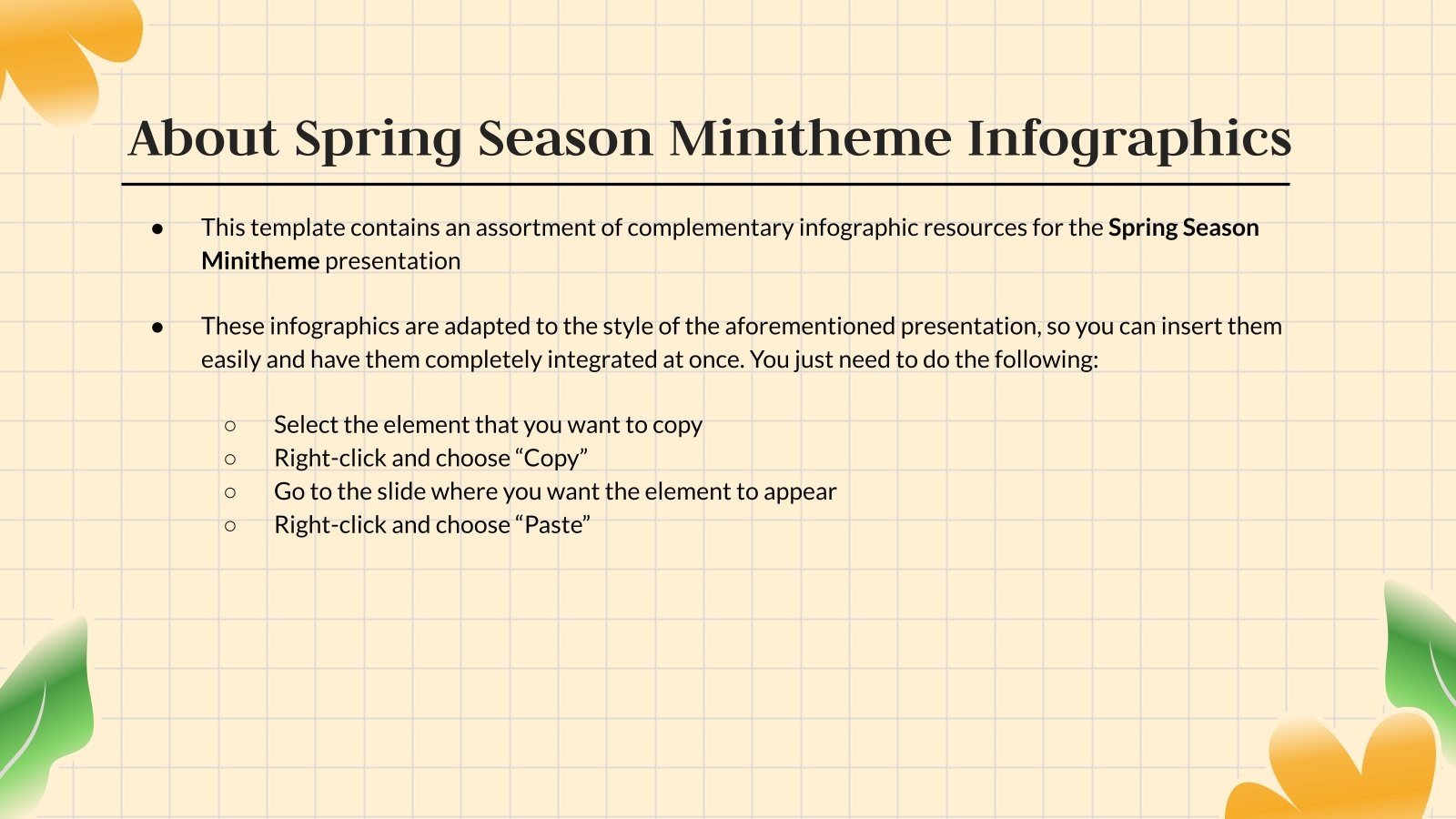 Spring Season Minitheme Infographics | Google Slides and PPT