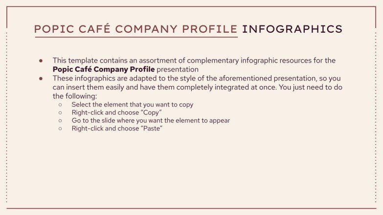 Popic Café Company Profile Infographics | Google Slides & PPT