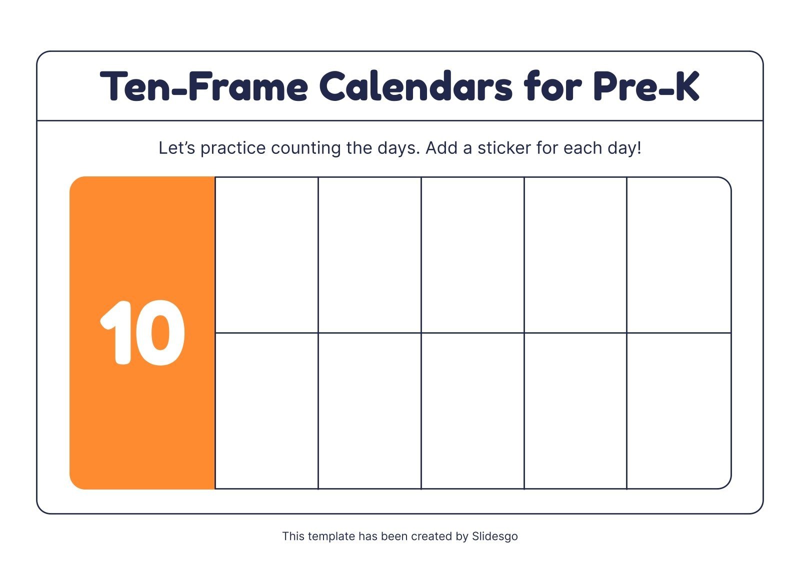 Printable Ten-Frame Calendars for Pre-K | Google Slides & PPT
