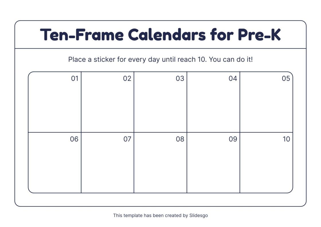 Printable Ten-Frame Calendars for Pre-K | Google Slides & PPT