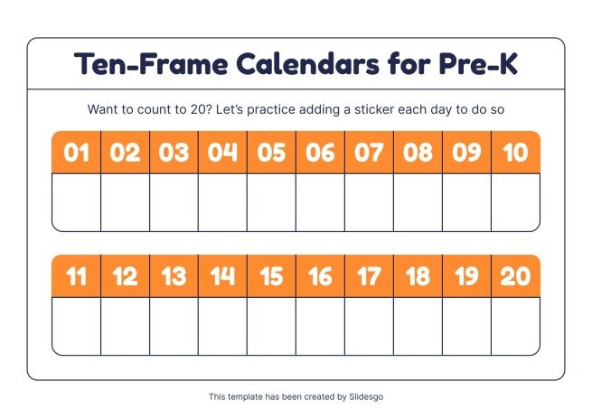 Printable Ten-Frame Calendars for Pre-K | Google Slides & PPT