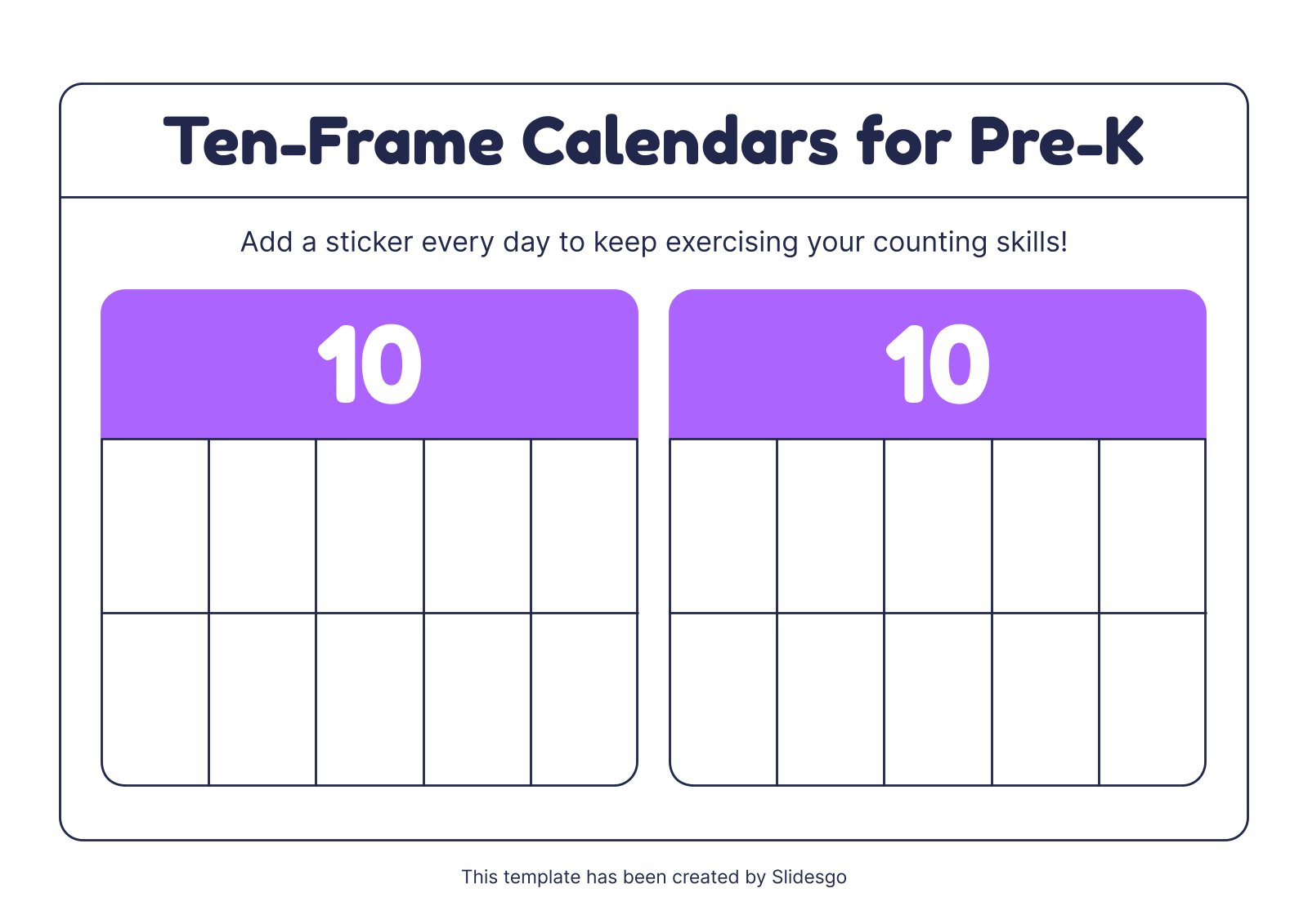 Printable Ten-Frame Calendars for Pre-K | Google Slides & PPT