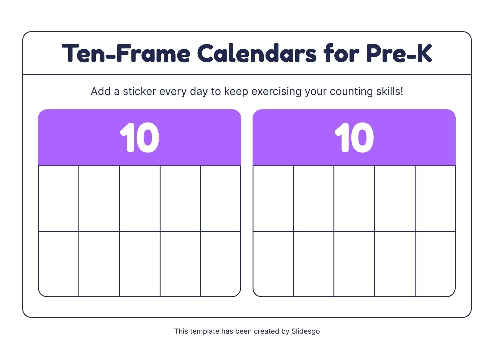 Printable Ten-Frame Calendars for Pre-K | Google Slides & PPT