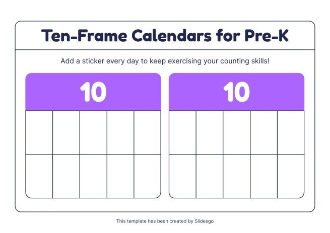Printable Ten-Frame Calendars for Pre-K | Google Slides & PPT