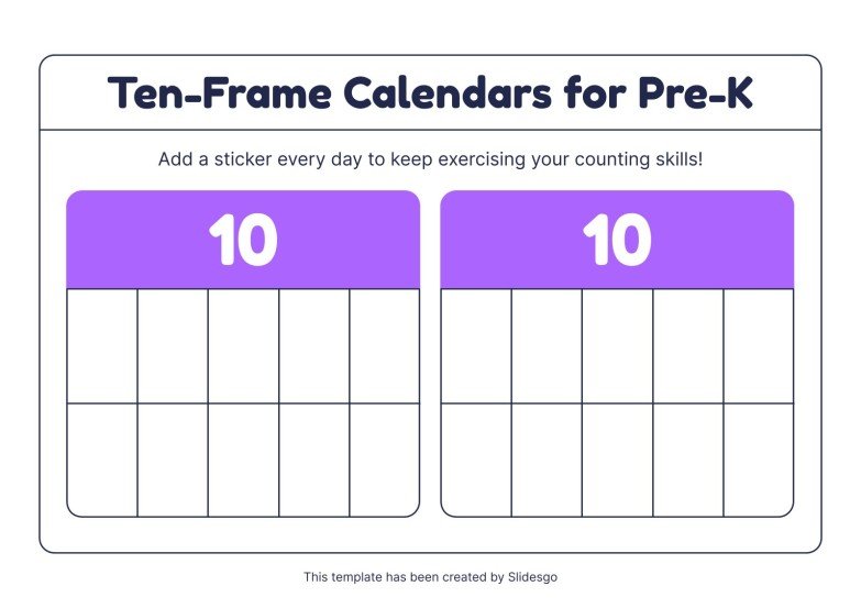 Printable Ten-Frame Calendars for Pre-K | Google Slides & PPT