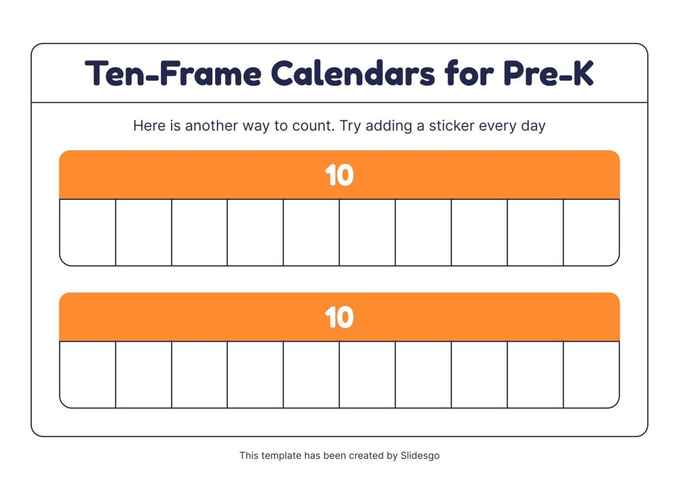 Printable Ten-Frame Calendars for Pre-K | Google Slides & PPT