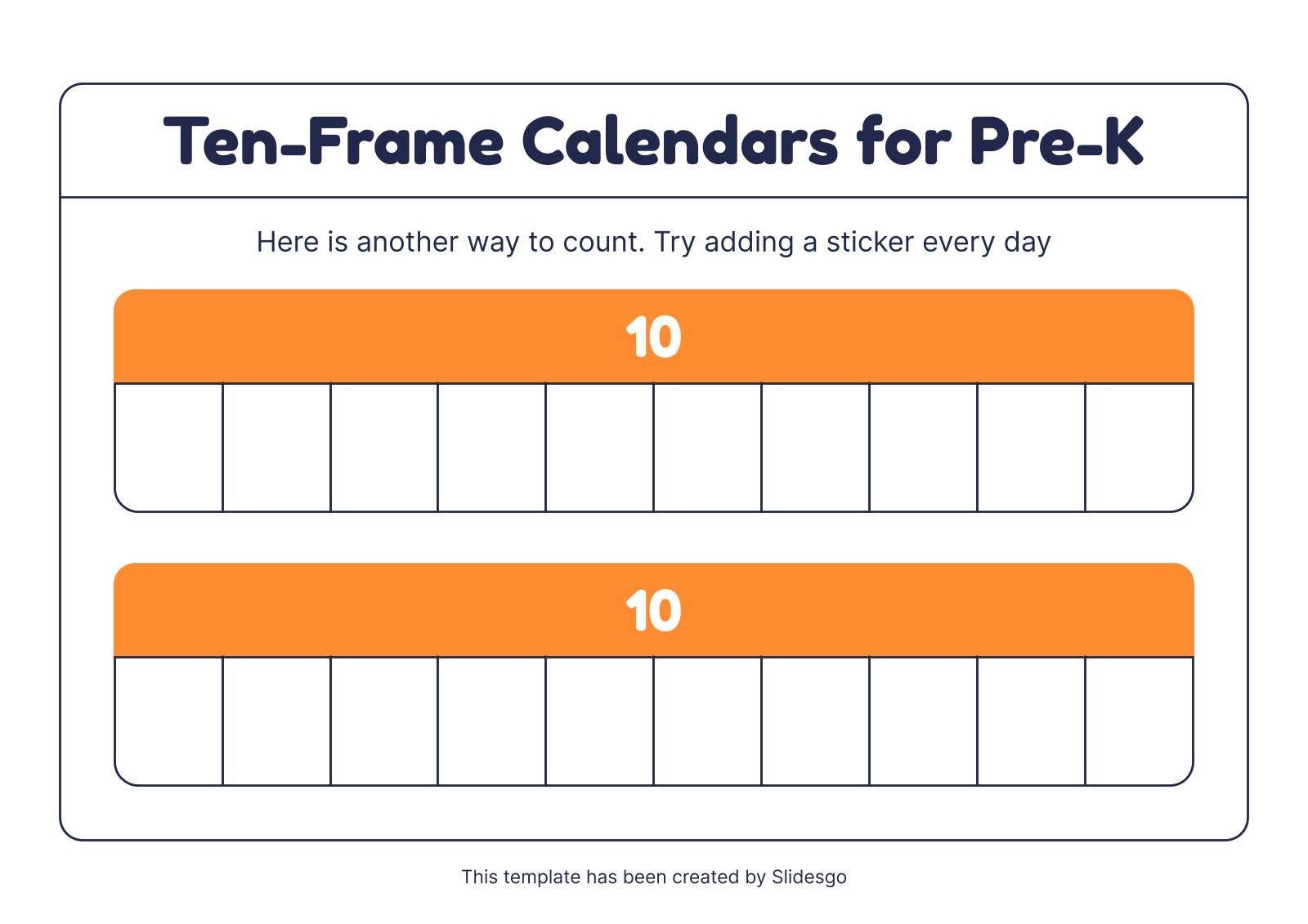 Printable Ten-Frame Calendars for Pre-K | Google Slides & PPT