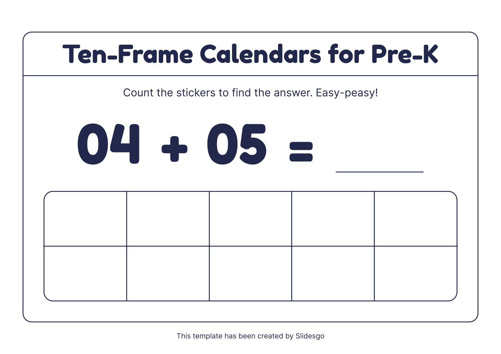 Printable Ten-Frame Calendars for Pre-K | Google Slides & PPT