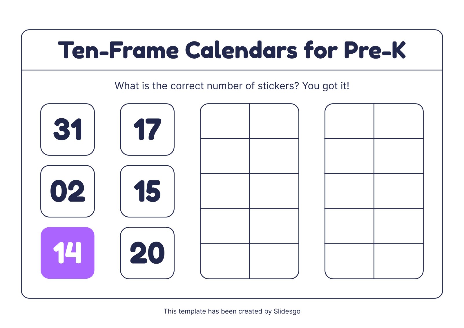Printable Ten-Frame Calendars for Pre-K | Google Slides & PPT