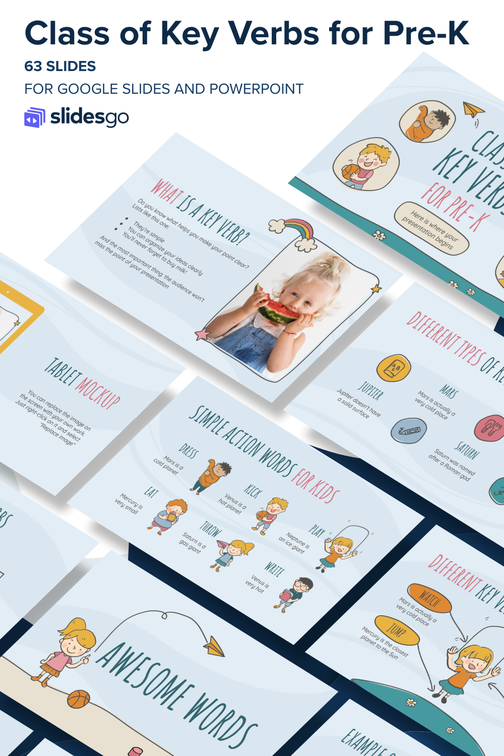 Class of Key Verbs for Pre-K | Google Slides and PowerPoint