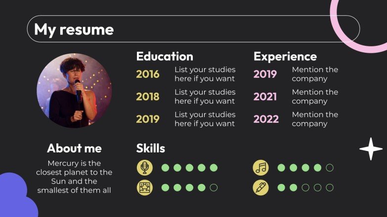 Singer Portfolio | Google Slides and PowerPoint