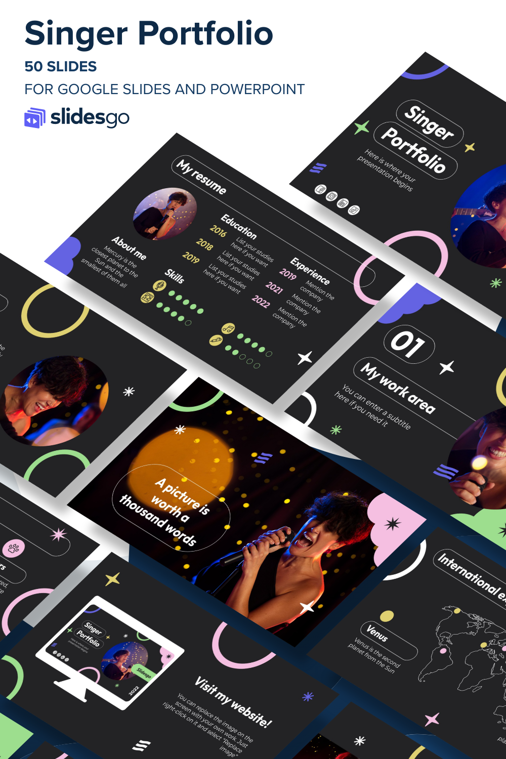 Singer Portfolio | Google Slides and PowerPoint