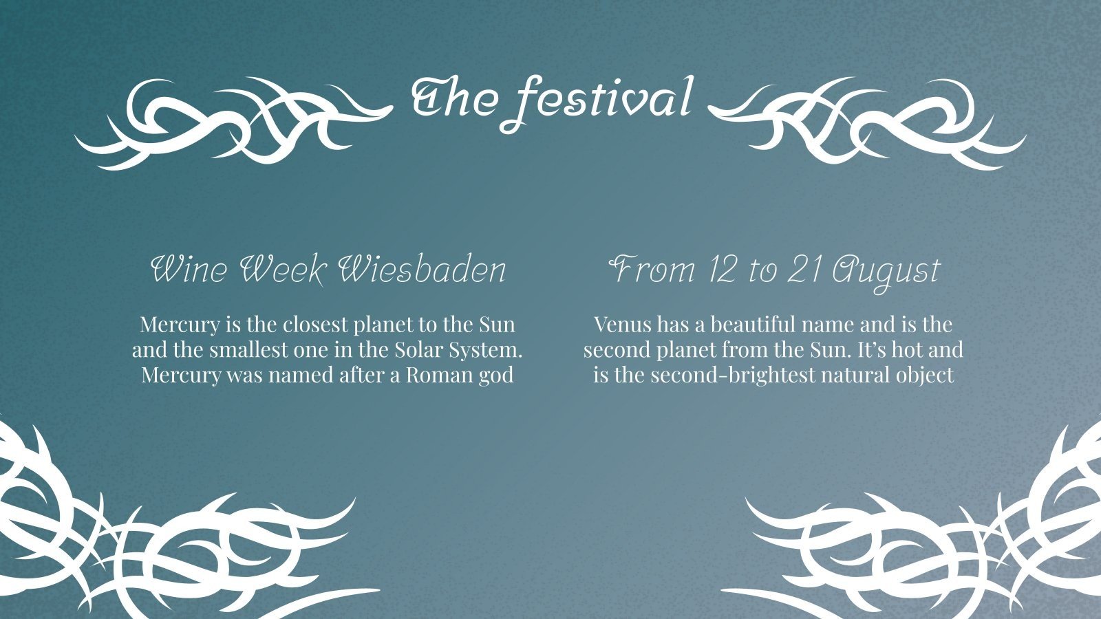 Rheingau Wine Festival in Frankfurt Minitheme | Google Slides