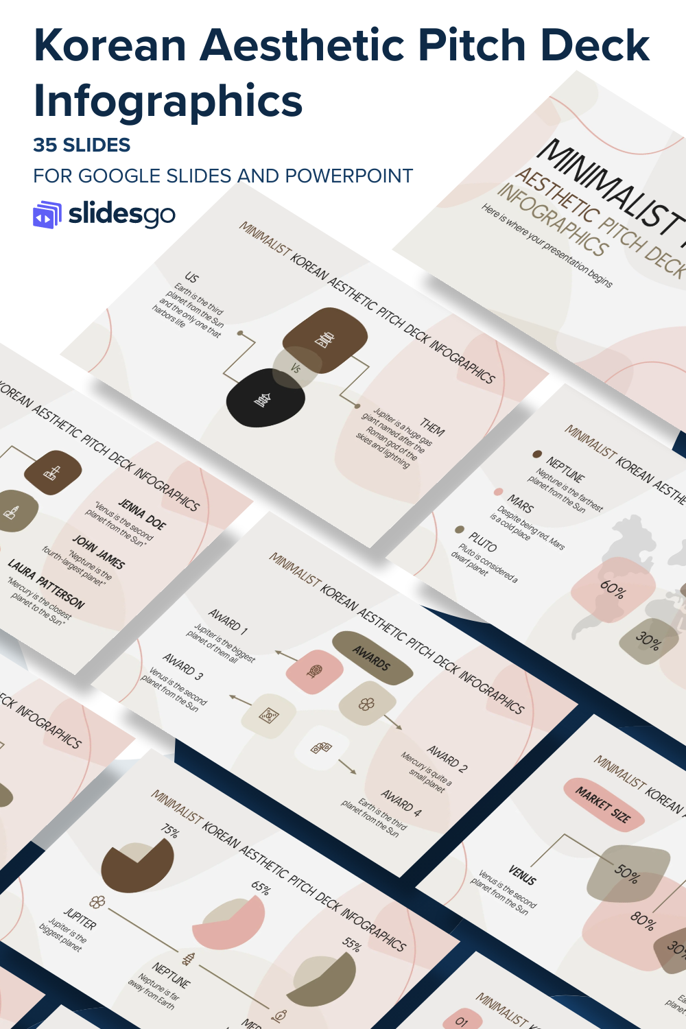 Minimalist Korean Aesthetic Pitch Deck Infographics