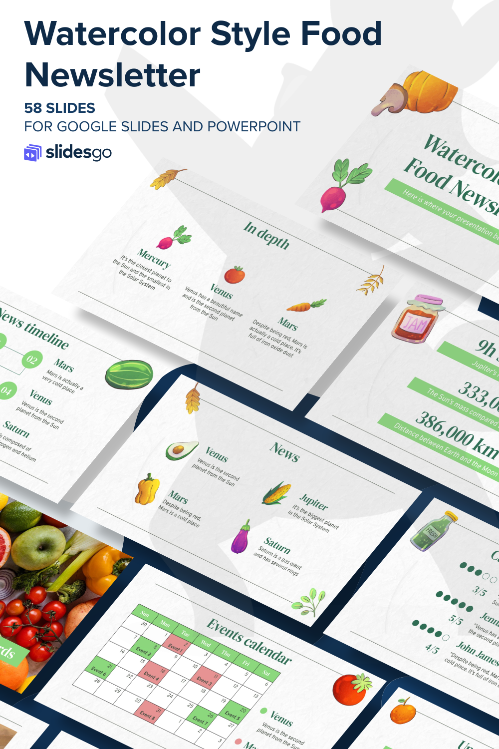 Watercolor Style Food Newsletter | Google Slides & PPT