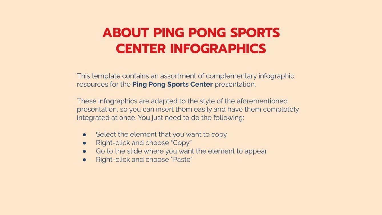 Ping Pong Sports Center Infographics | Google Slides & PPT