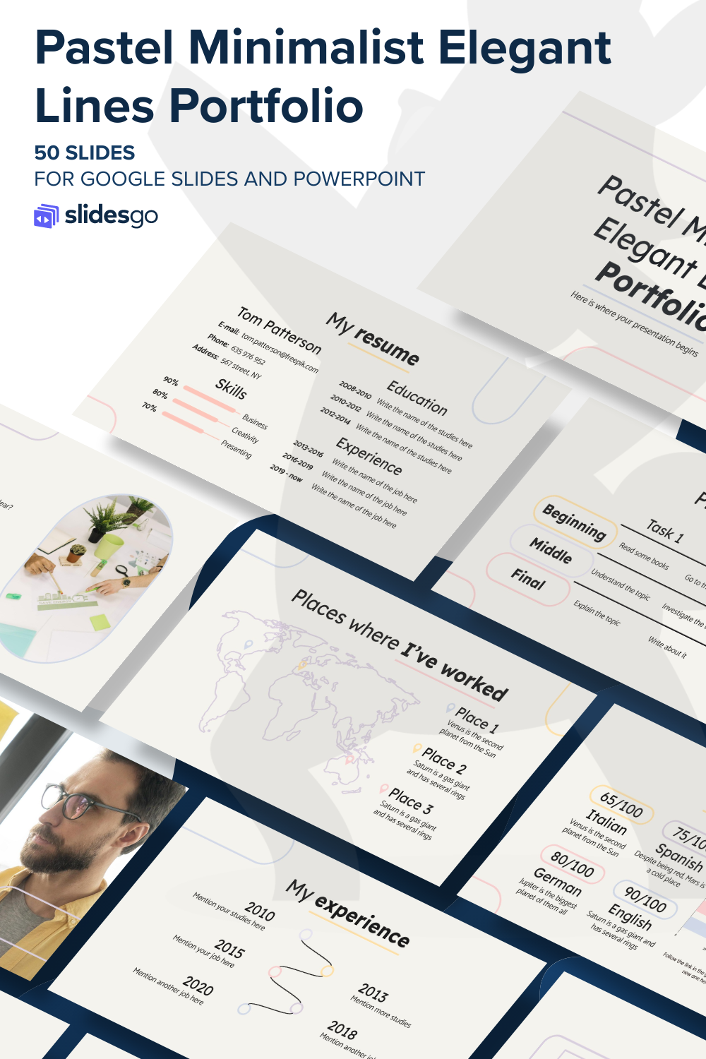 Pastel Minimalist Elegant Lines Portfolio | Google Slides & PPT