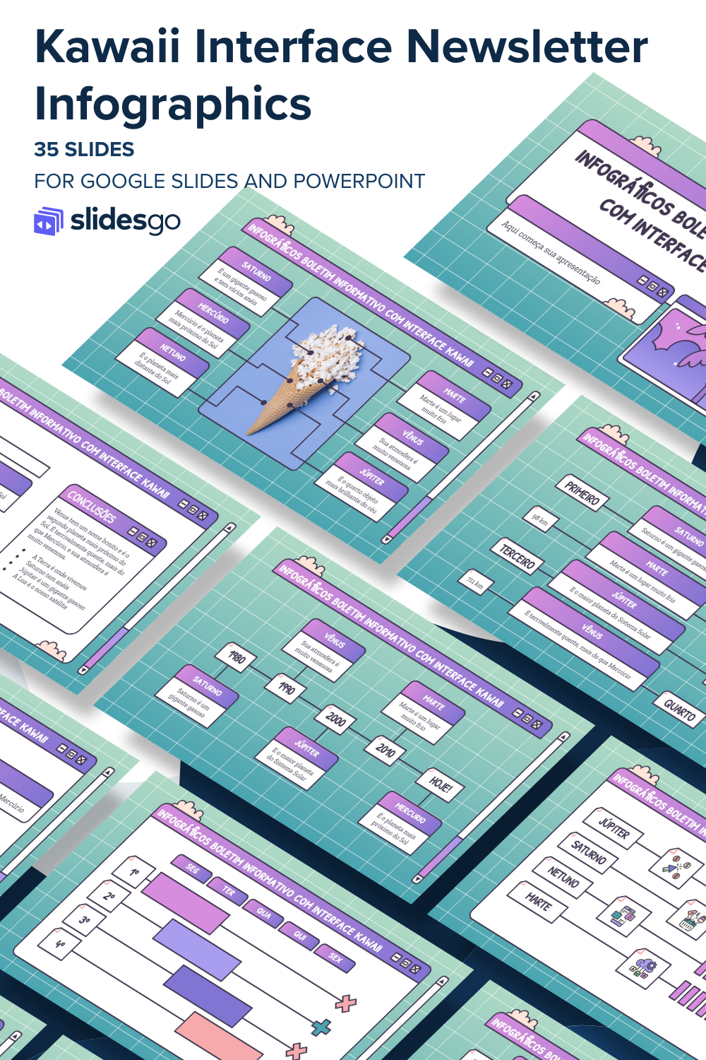 Kawaii Interface Newsletter Infographics | Google Slides & PPT