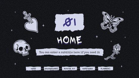 Pacote de estética emo para estudantes | Google Slides e PPT